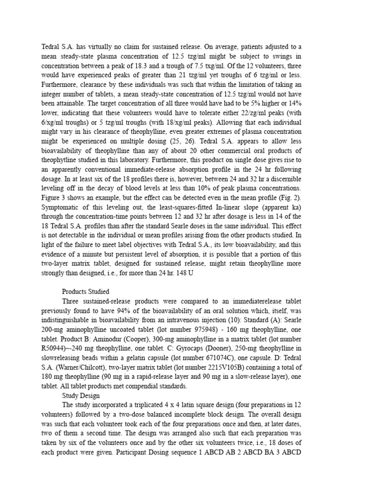 Theophylline Tedral S Brief Explaination | PDF | Dose (Biochemistry ...