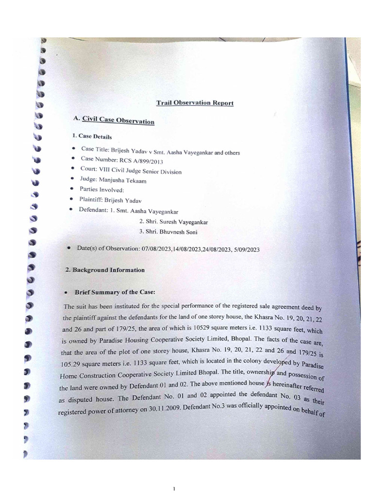 Trial Observation Report | PDF