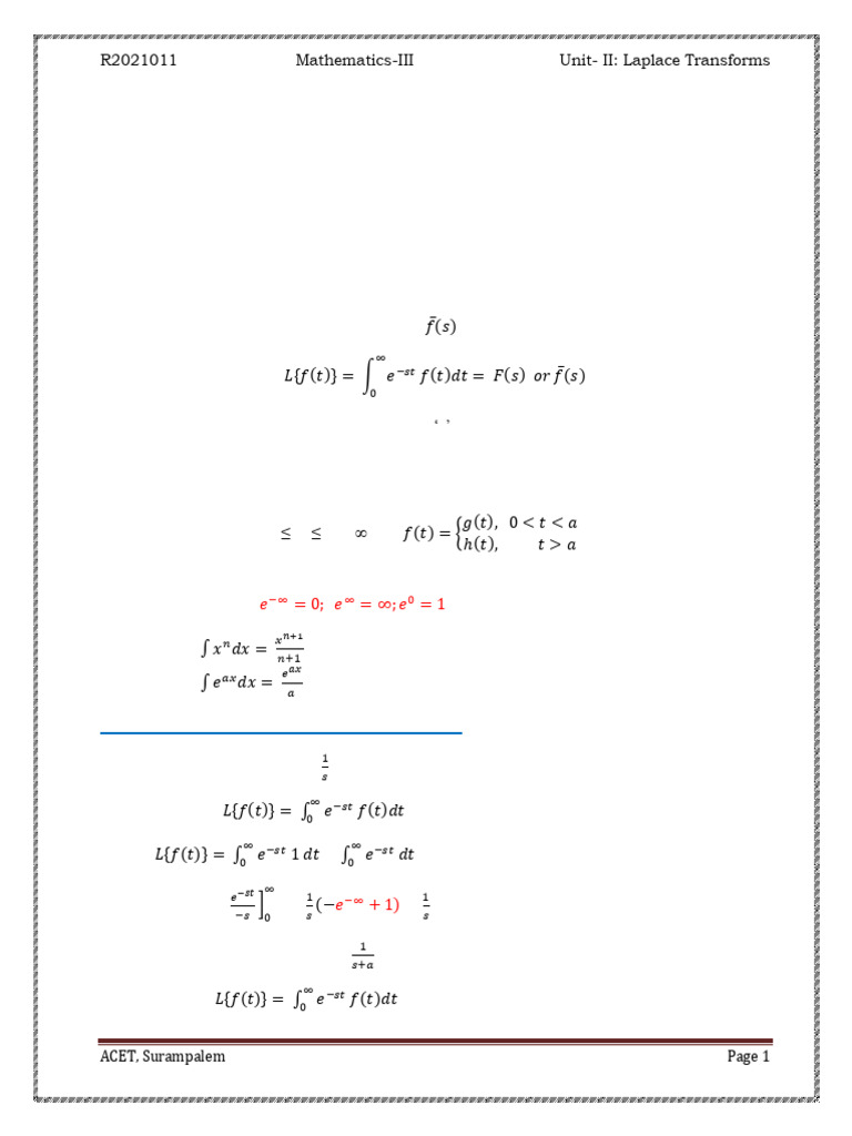 Unit-II Laplace Transforms | PDF | Function (Mathematics) | Algebra