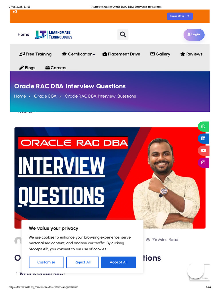 7 Steps To Master Oracle RAC DBA Interviews For Success | PDF | Computer Cluster | Distributed ...