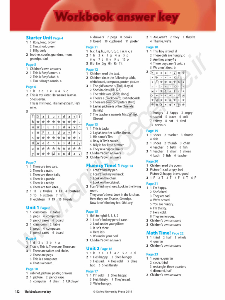 Family and Friends Two Ame WB AnswerKey Second | PDF