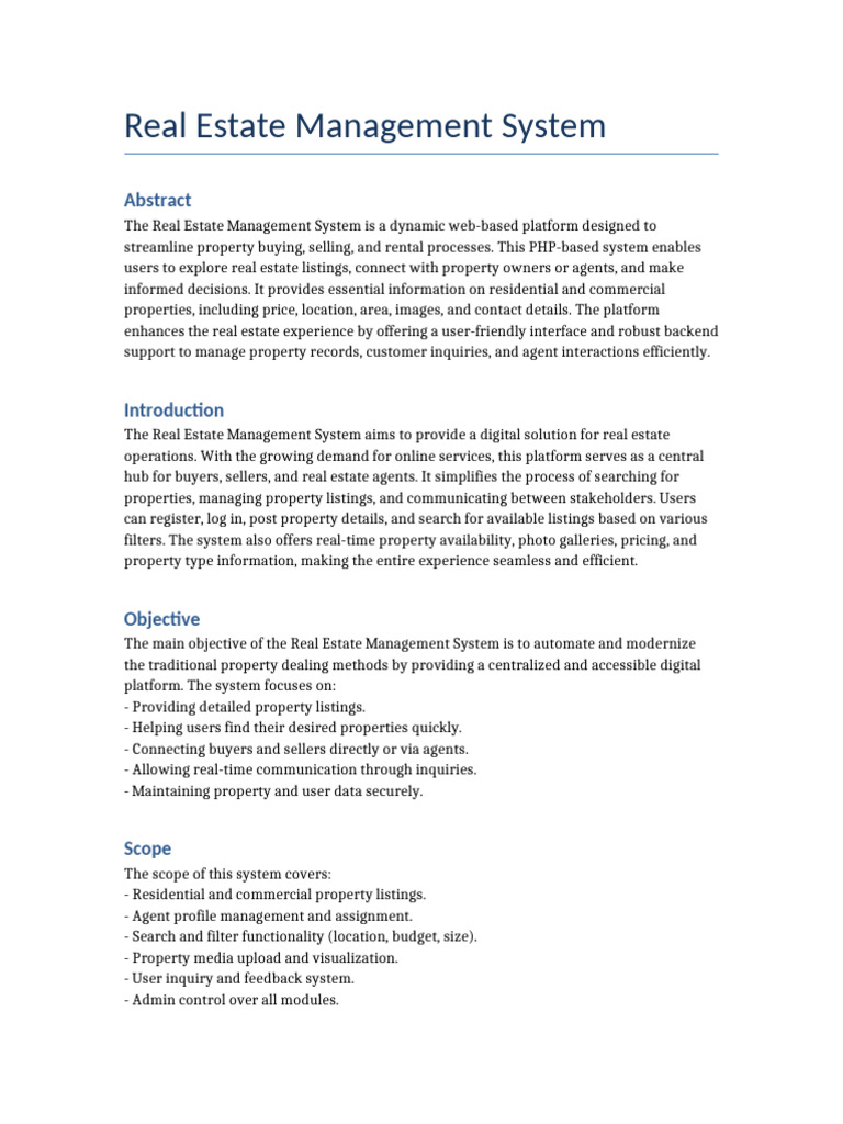 Real Estate Management System | PDF | System | Usability