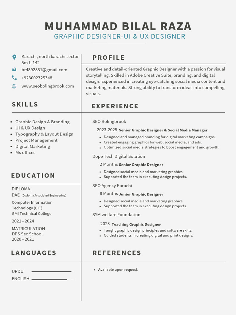 Blue Black and White Simple Minimalist Web Developer CV Resume - PDF ...