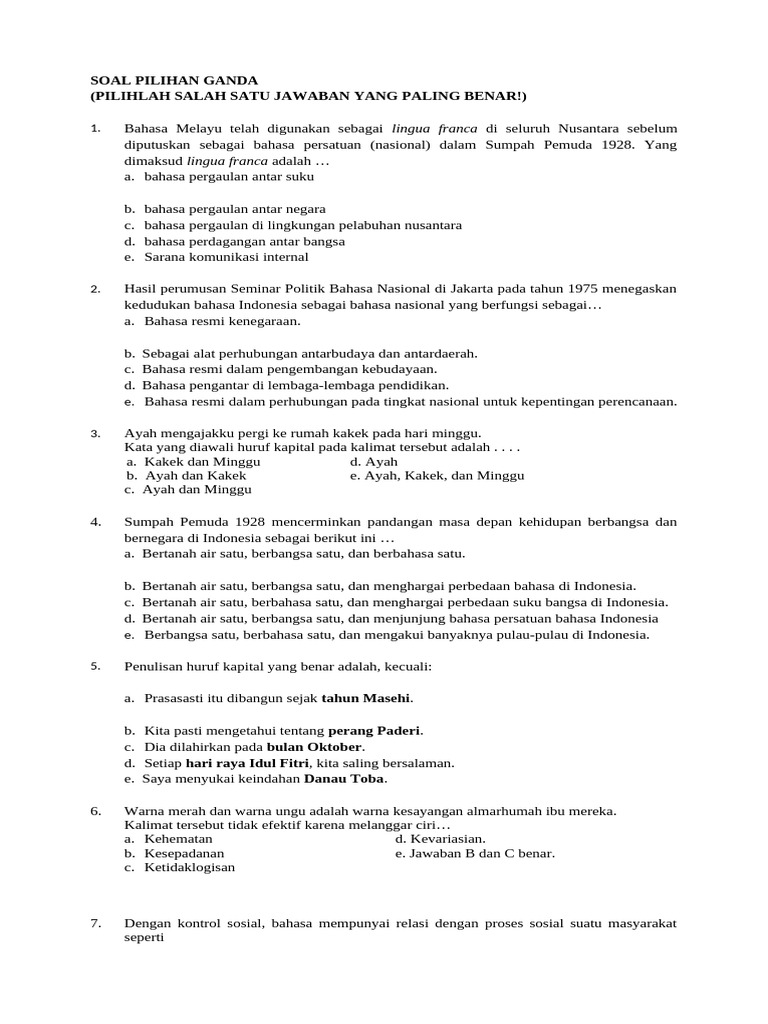 Latihan Soal Mku Bahasa Indonesia | PDF