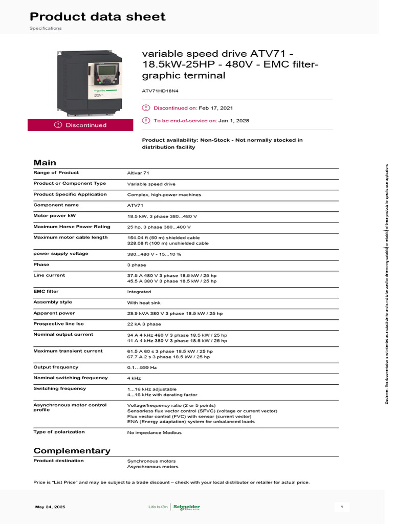 ATV71 Variable Speed Drive Overview | PDF | Power Supply | Electric Motor