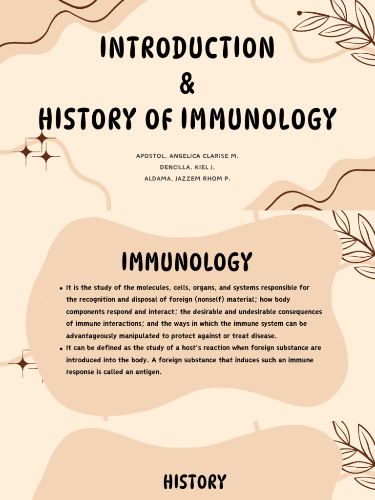 Group 1 - Introduction and History of Immunology | PDF | Immune System ...