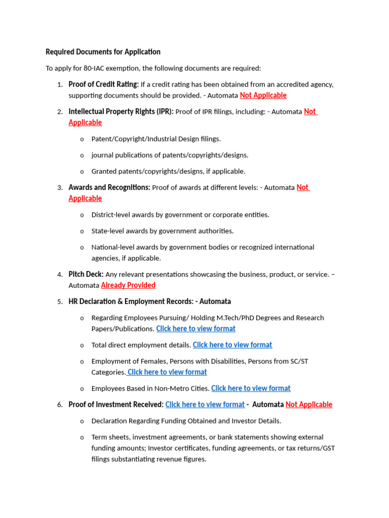80 IAC - Docs Requirement | PDF