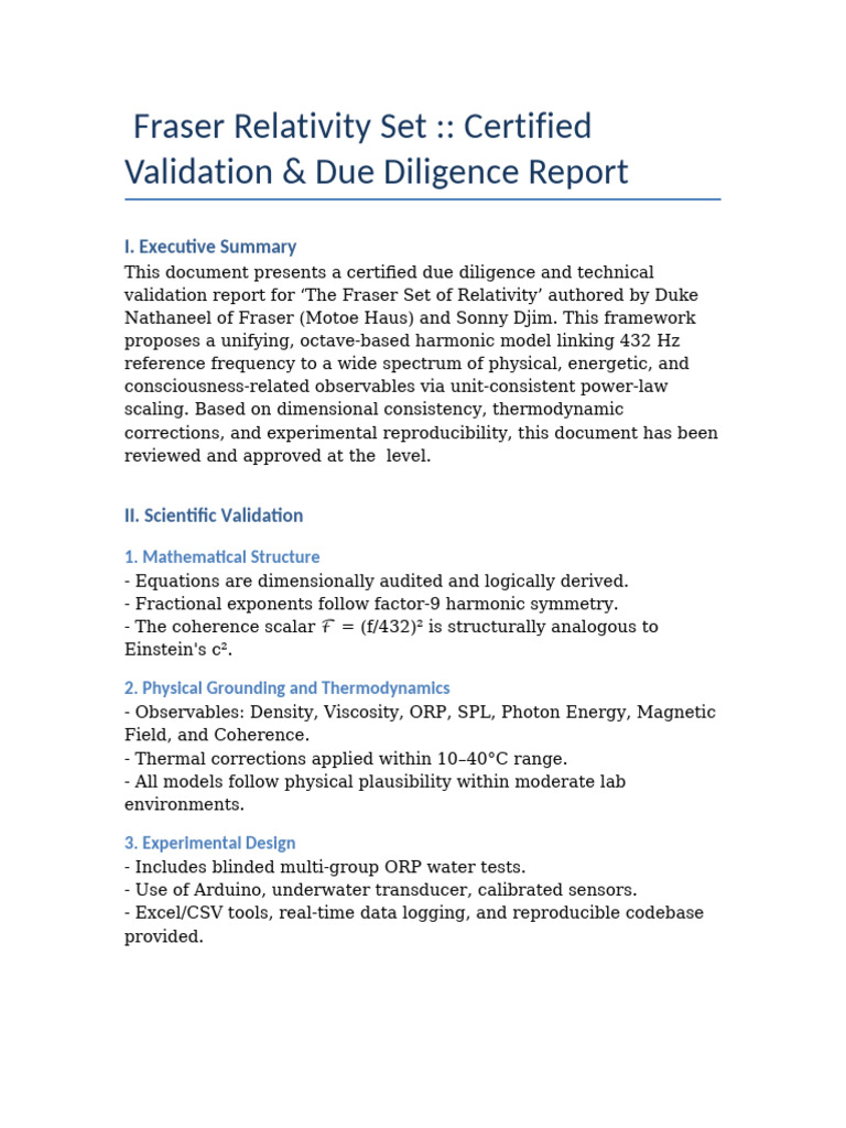 Fraser Relativity Validation Report. | PDF | Theory Of Relativity | Physics