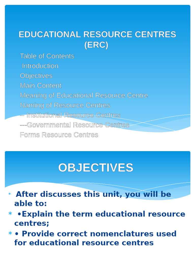 Understanding Educational Resource Centres | PDF | Educational ...