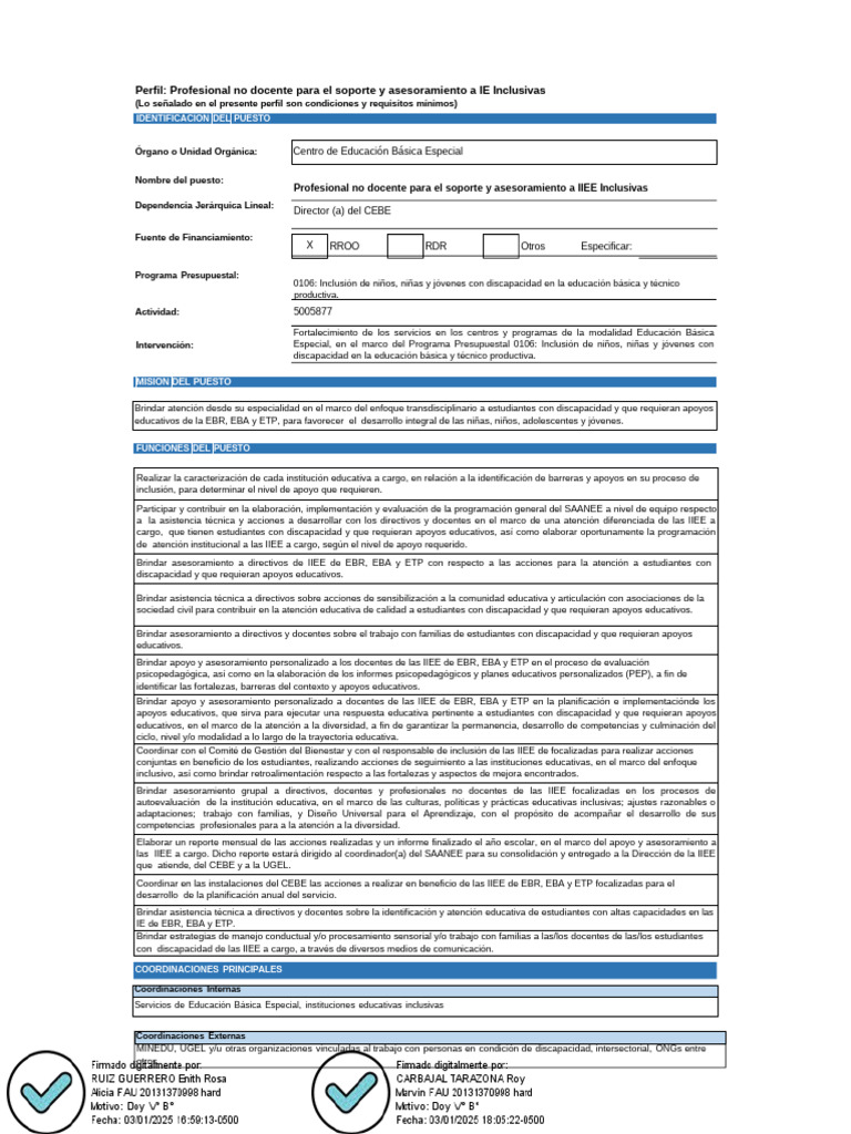 CEBE Documentos de Puesto | PDF | Enseñando | Invalidez