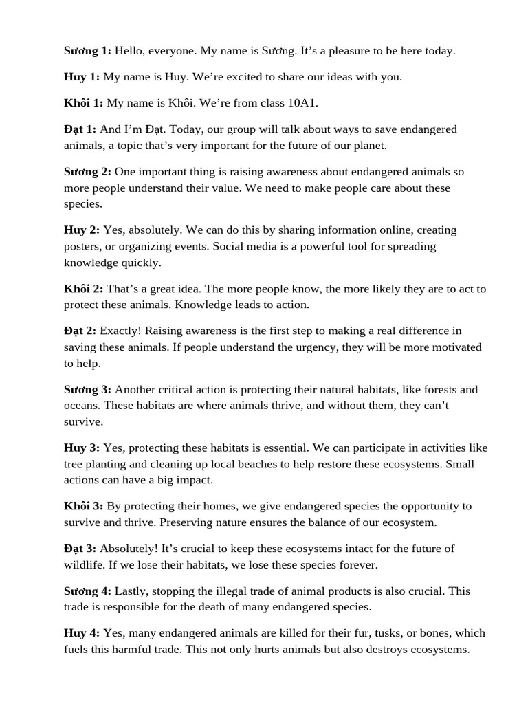 Topic 4 (2) Sương | PDF | Endangered Species | Systems Ecology