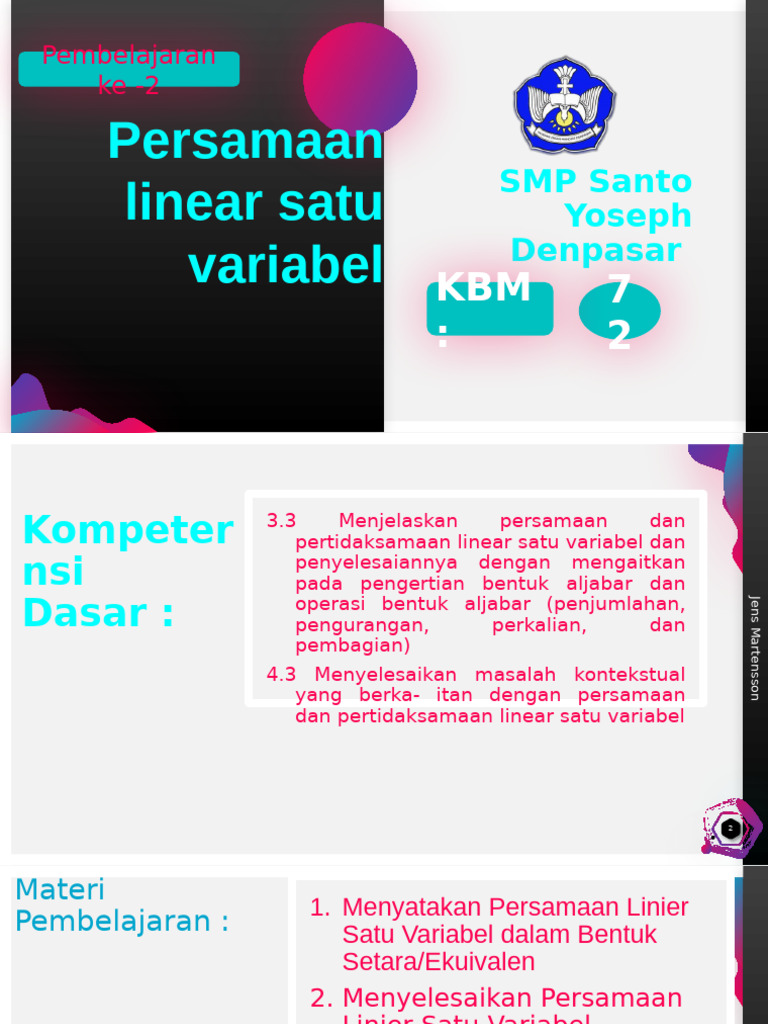 Menyelesaikan Persamaan Linear Satu Variabel | PDF