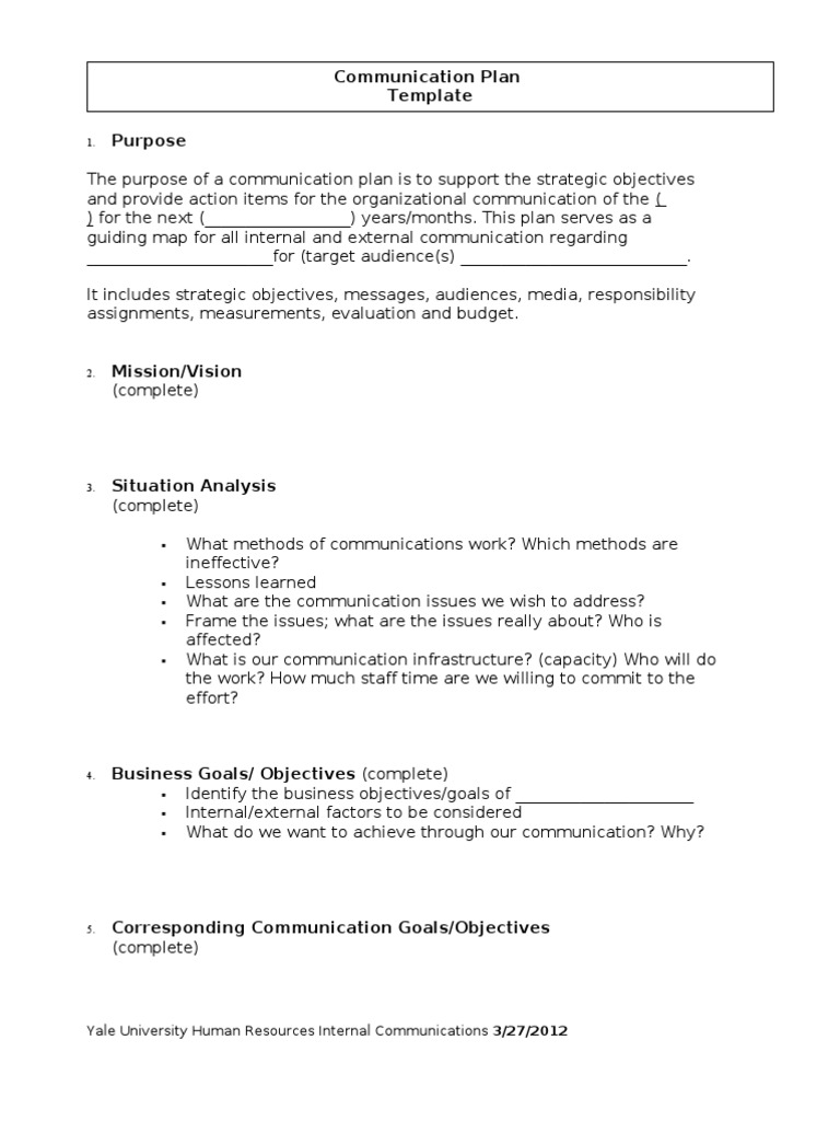Communication Plan Template | PDF | Communication | Mass Media