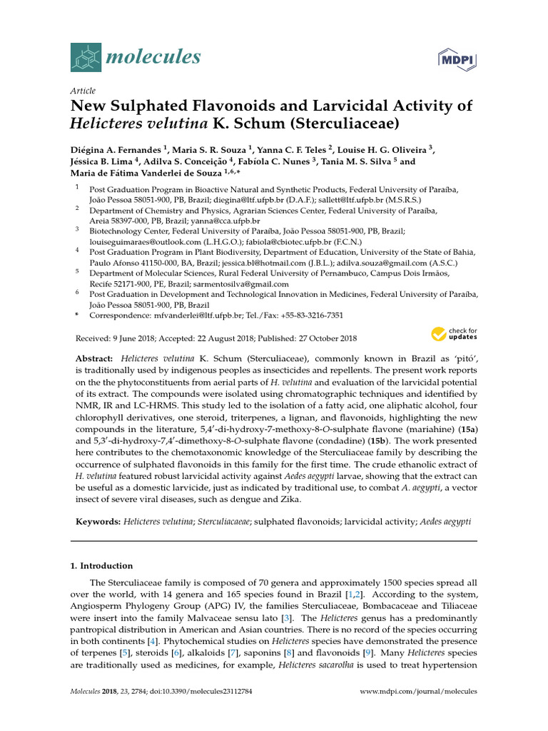 New Sulphated Flavonoids in H. velutina | PDF | Carbon 13 Nuclear ...