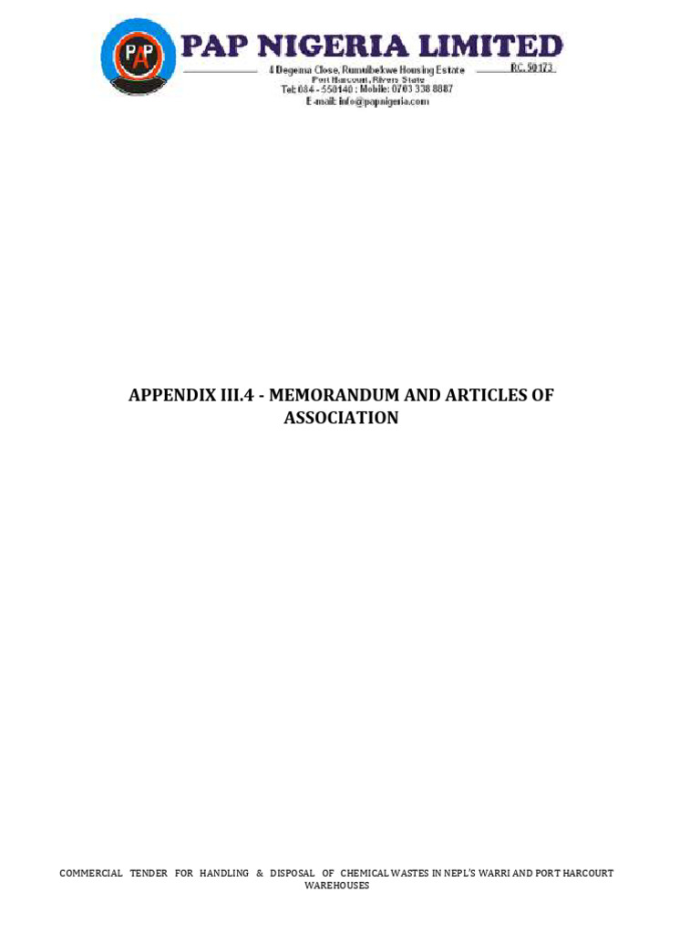 APPENDIX III.4 - Memorandum and Articles of Association | PDF