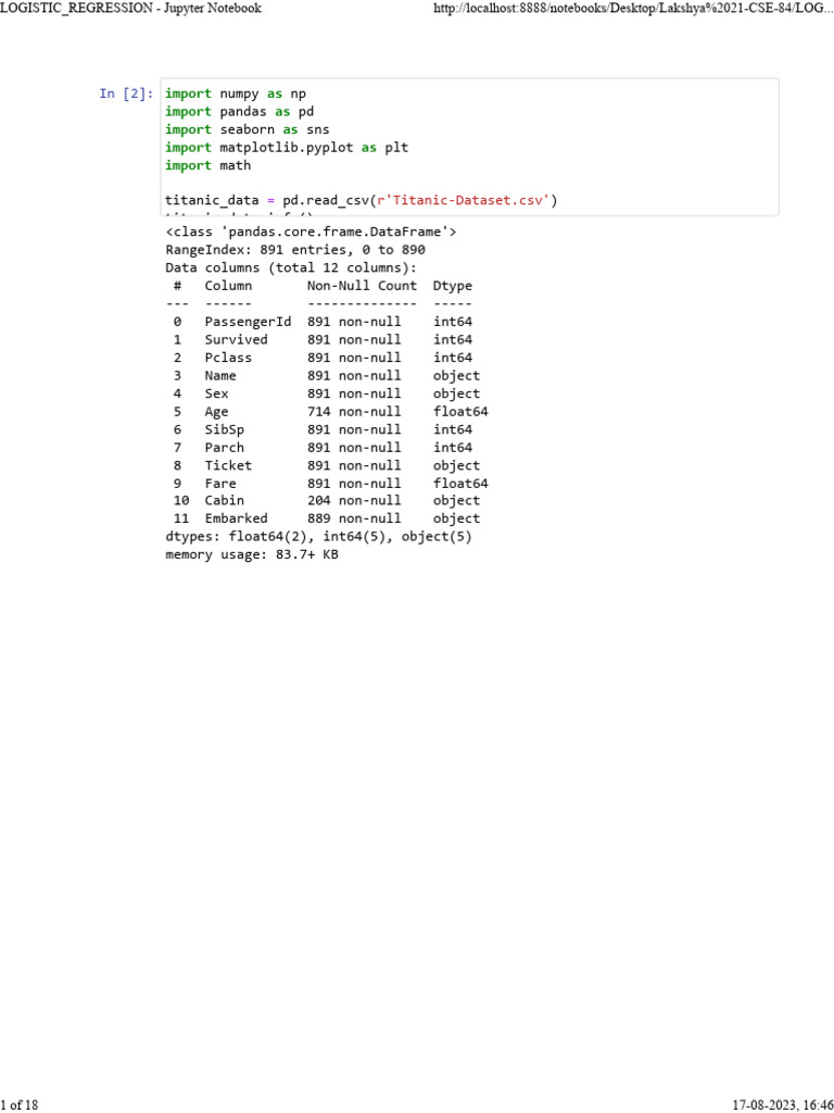LOGISTIC - REGRESSION - Jupyter Notebook | PDF