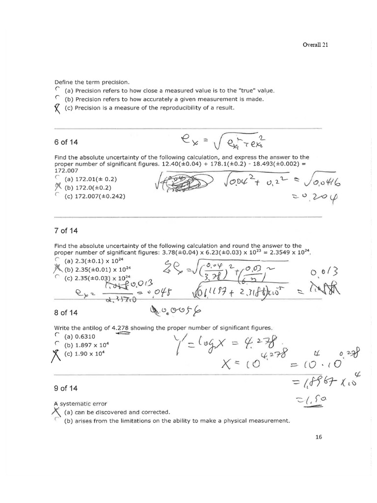 Analytical Chemistry MCQ Part 2 of 10 | PDF | Standard Deviation | Least Squares