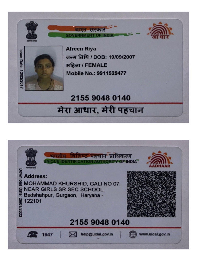 Aadhar Card and Address Proof | PDF