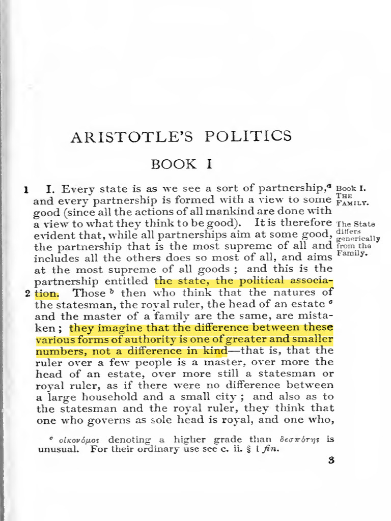 Aristotle's Politics: State and Partnership | PDF | Money | Justice