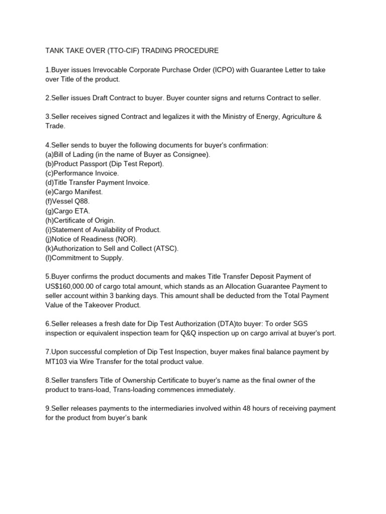 Procedure Tto Égypte Vessel | PDF