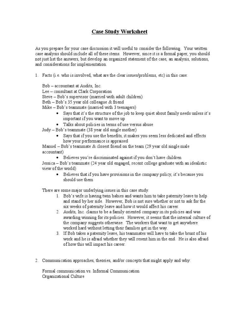 Bob's Dilemma - Case Study Worksheet | PDF | Audit | Psychological Concepts