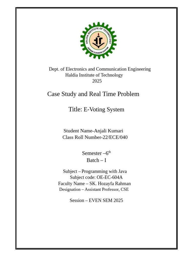 E-Voting System | PDF | Electronic Voting | Class (Computer Programming)