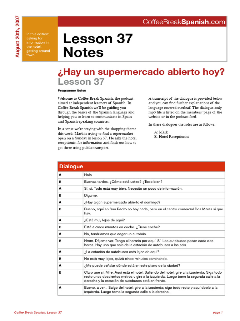 Lesson 37 - Guide - Coffee Break Spa | PDF