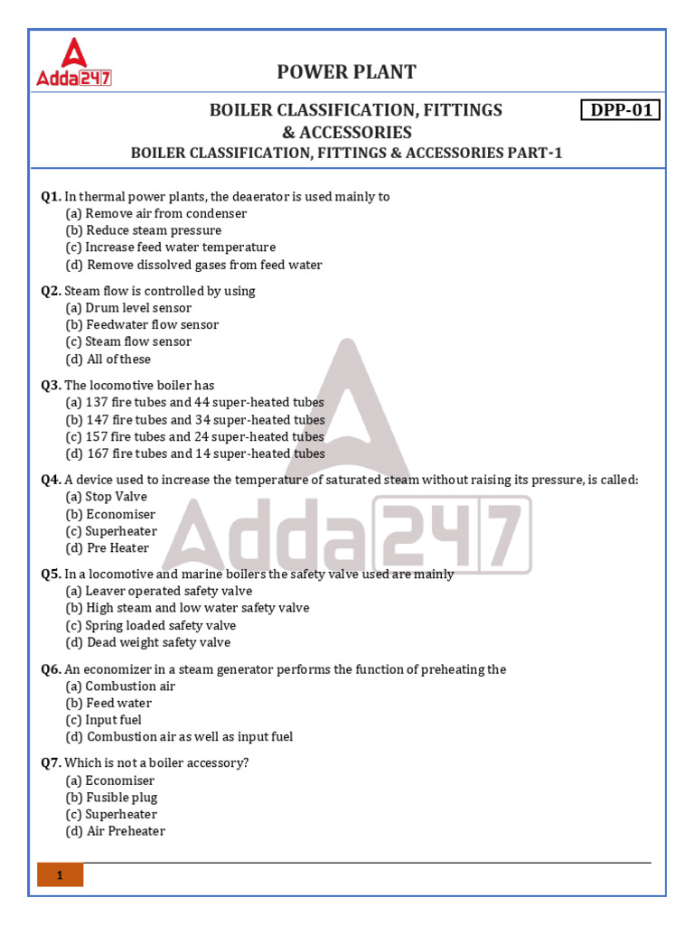 Mechanical Engineering DPP Power Plant Engineering | PDF | Boiler ...