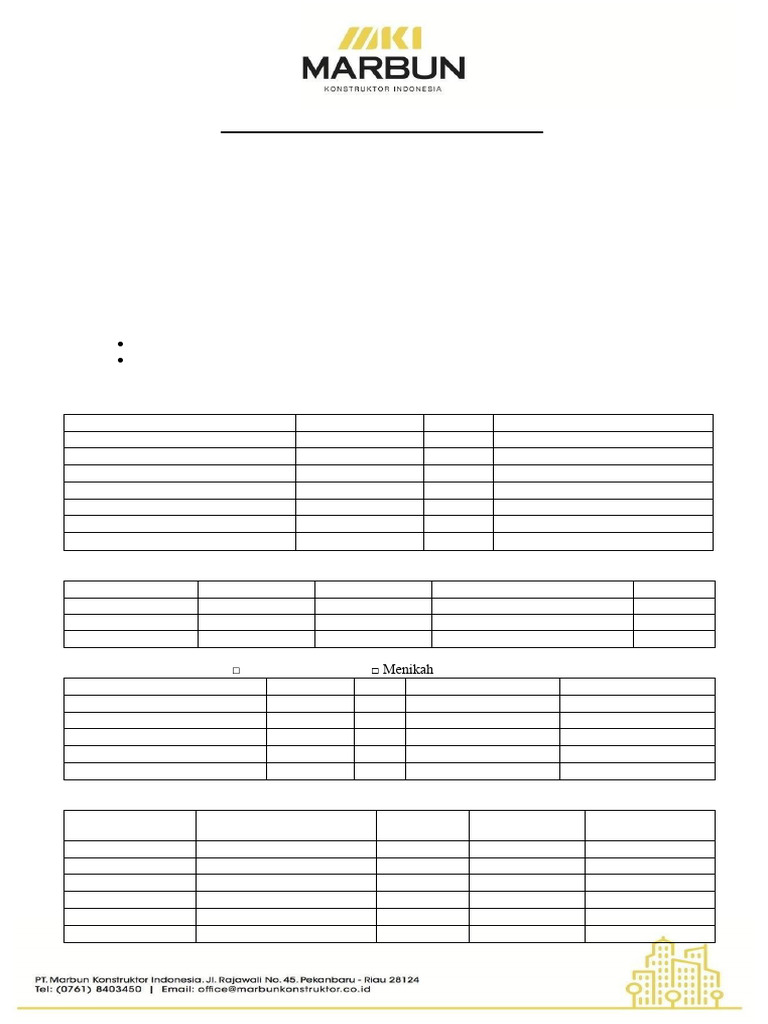 Form Aplikasi Calon Karyawan PT MKI 2025 | PDF