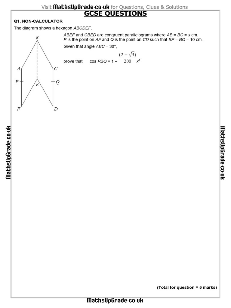 Sine and Cosine Rules Questions Mathsupgrade Co Uk | PDF | Triangle ...