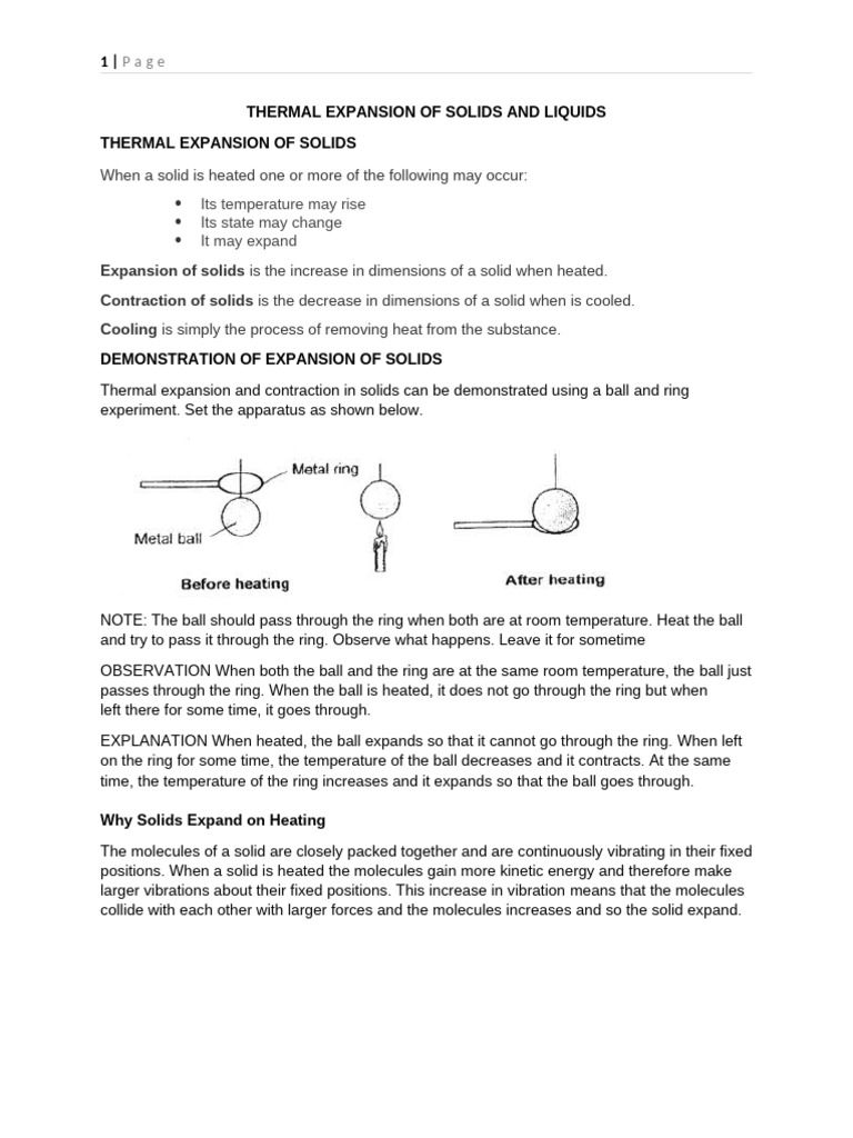 Thermal Expansion of Solids and Liquids | PDF | Thermal Expansion ...