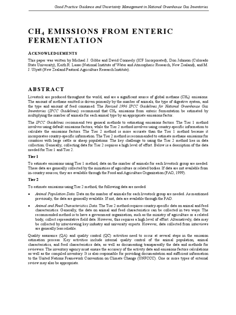 4 1 CH4 Enteric Fermentation | PDF | Emission Intensity | Cattle