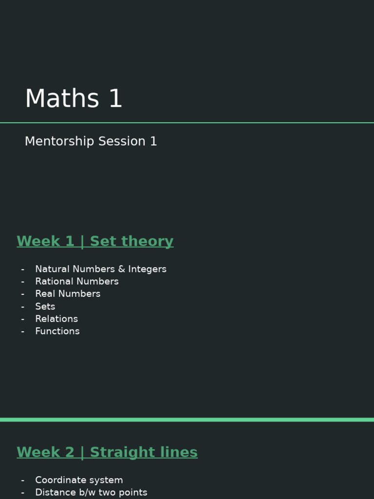 Maths 1 - Week 1, 2, 3, 4 | PDF | Polynomial | Function (Mathematics)