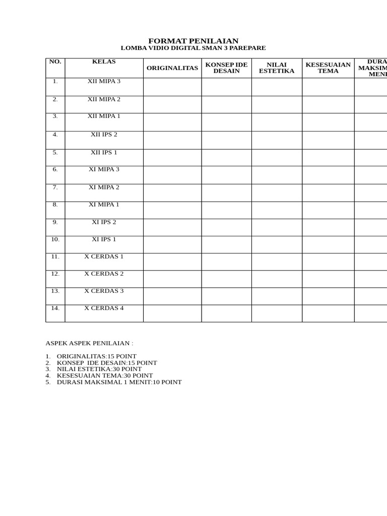 Format Lomba Video Digital | PDF