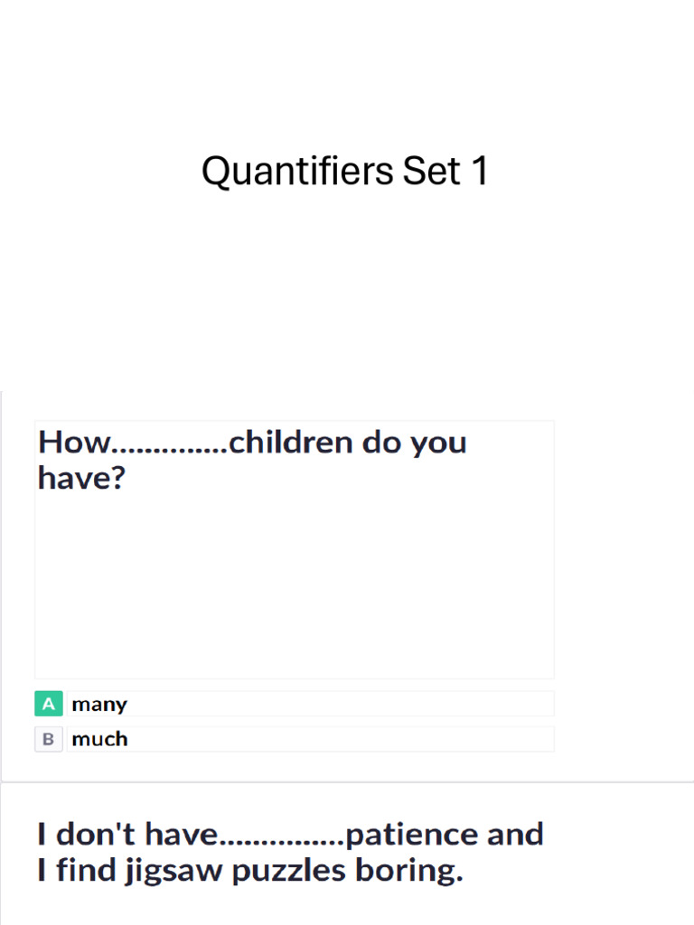 4 Review Quantifiers Set 1 | PDF