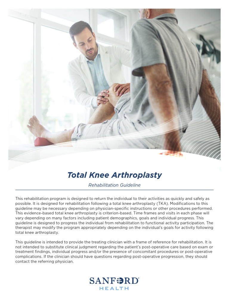 Total Knee Arthroplasty Rehab Protocol | PDF | Physical Therapy ...