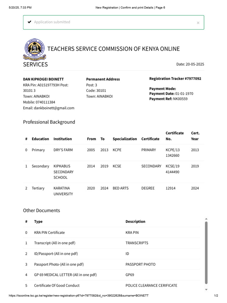 New Registration - Confirm and Print Details - Page 6 | PDF ...