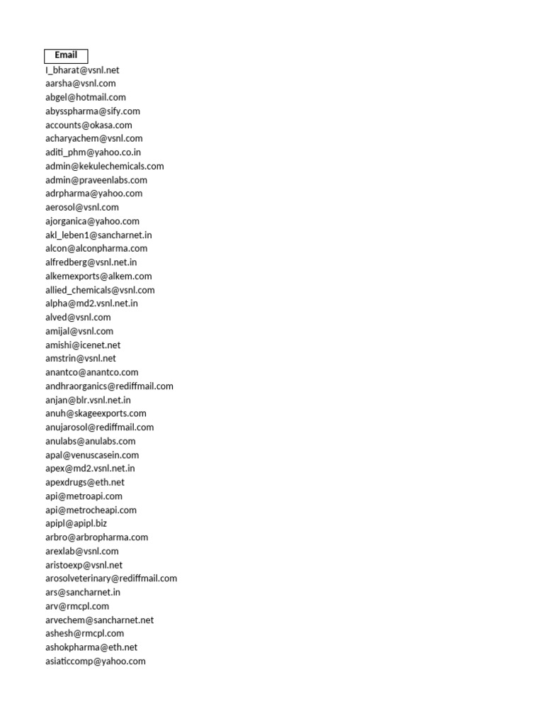 Extracted Emails From XLSX | PDF