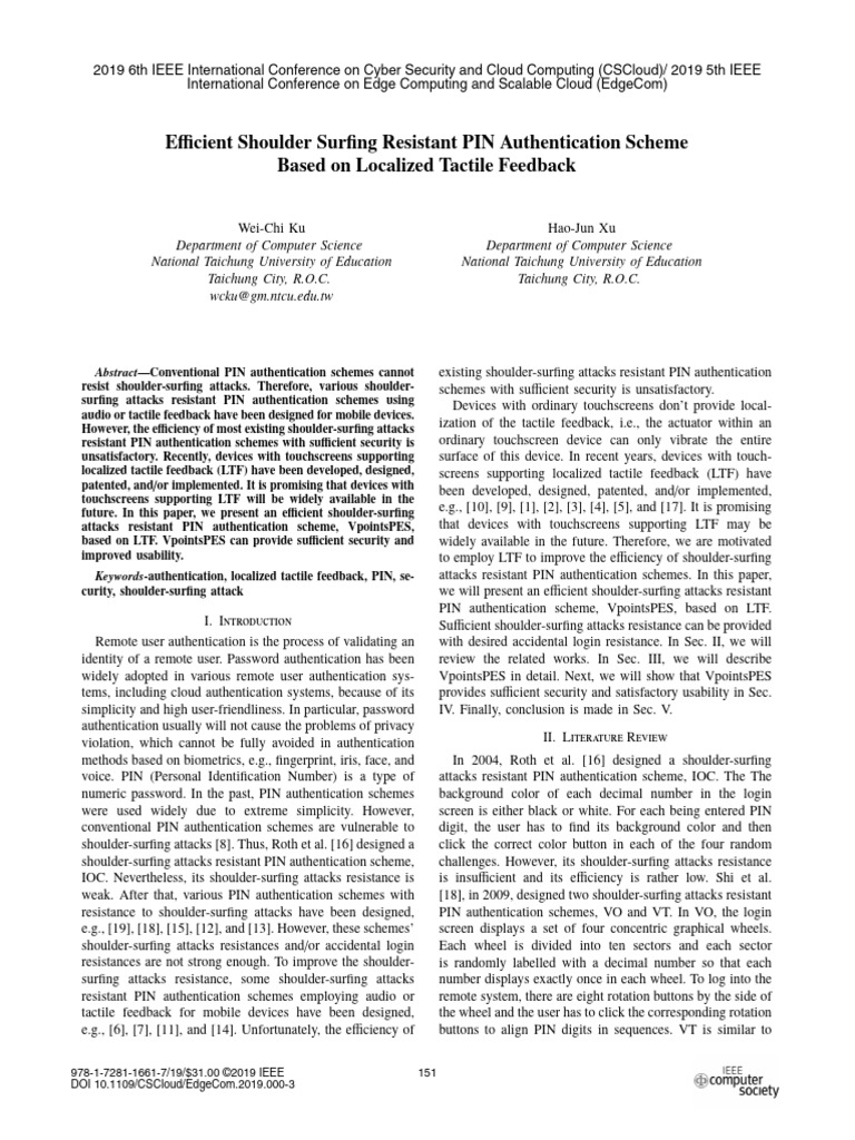 Pin Authentication Scheme Based On Localized Tactile Feedback | PDF ...