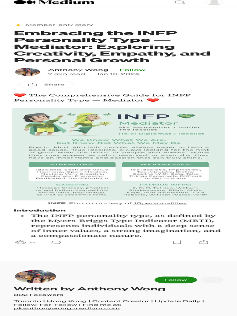 Embracing The INFP Personality Type - Mediator Exploring Creativity ...