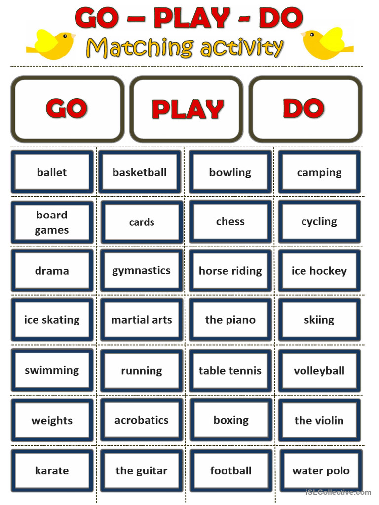 DO - PLAY - GO - Matching Activity | PDF