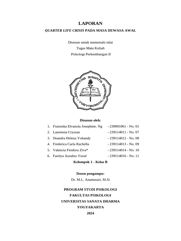 Laporan Quarter Life Crisis | PDF