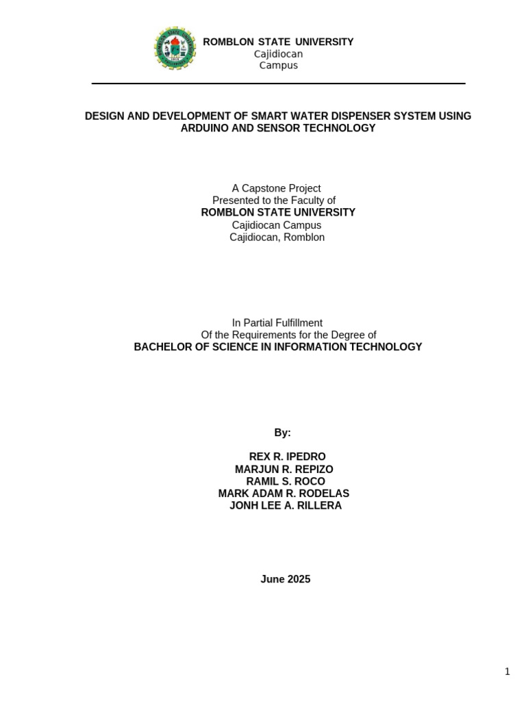 Smart Water Dispenser System Design | PDF | Water Quality | Internet Of ...