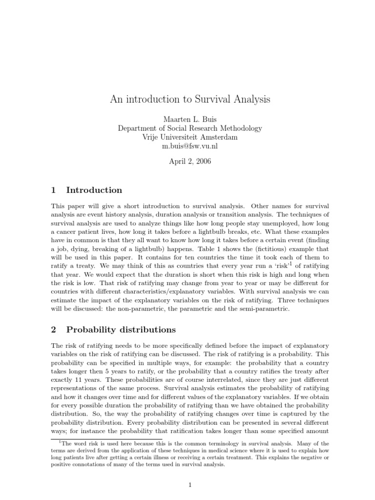 An Introduction To Survival Analysis | PDF | Errors And Residuals | P Value