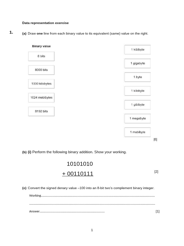 Data Representation Q&A Exercise | PDF | Integer (Computer Science ...