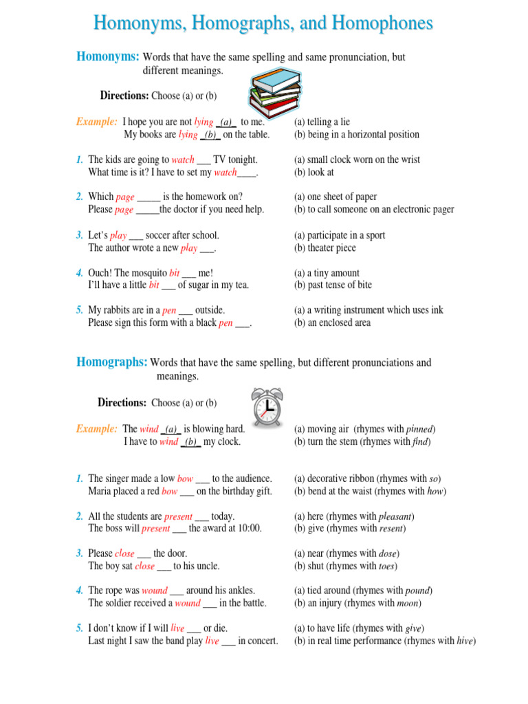 Homonyms, Homographs, Homophones | PDF | Lexicology