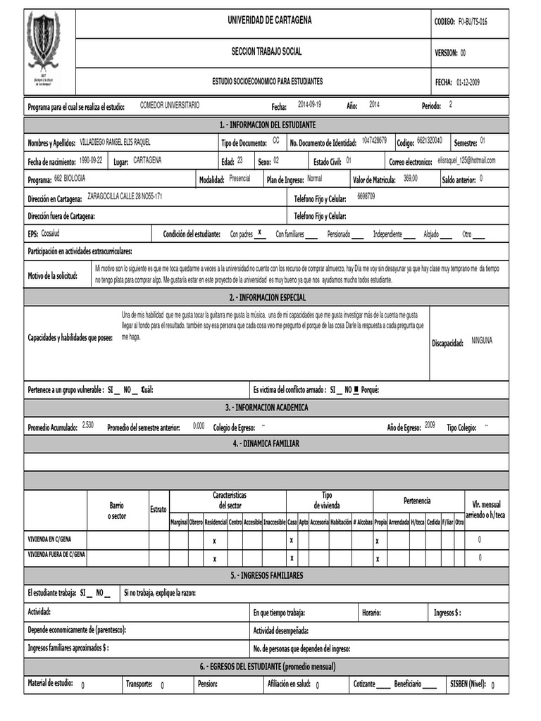 Formulario de Comedor | PDF