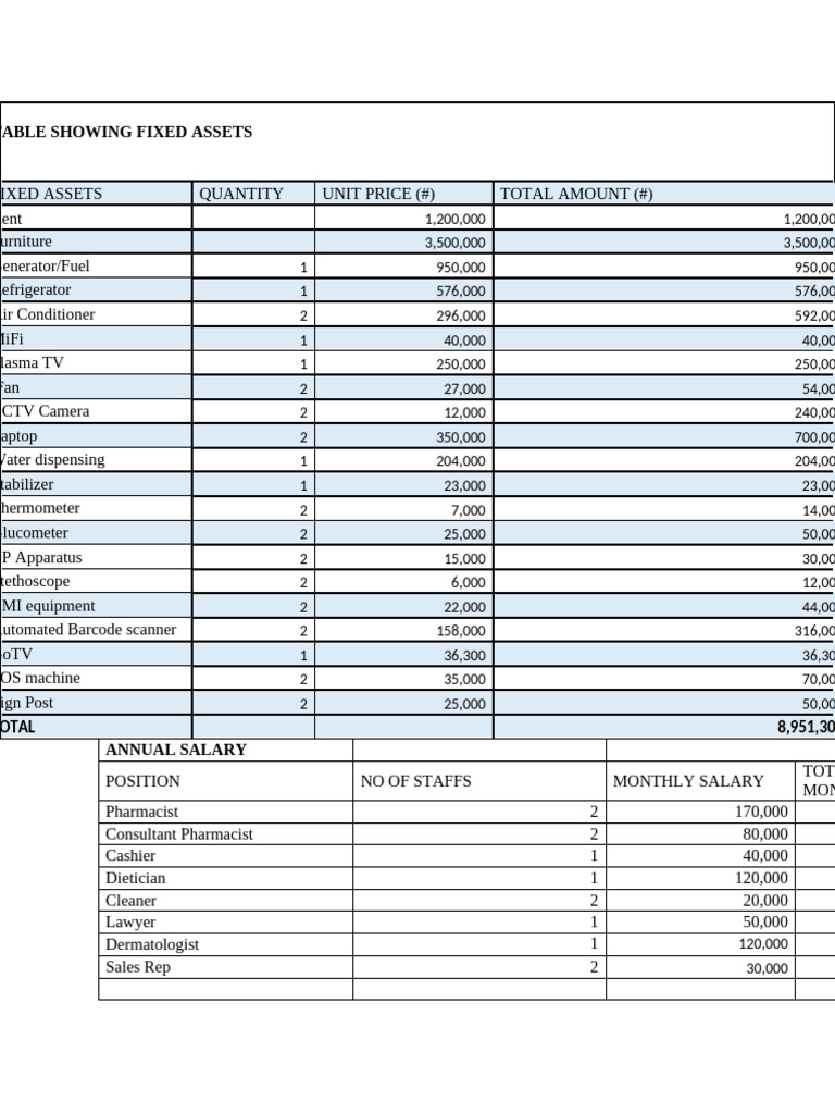 Table Showing Fixed Assets - 062108 | PDF
