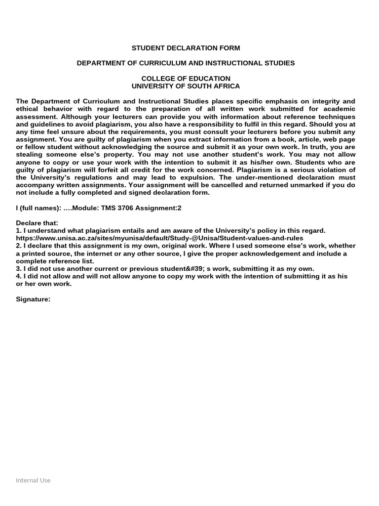 TMS3706 Lesson Plan-Assignment 2 | PDF | Plagiarism | Computer Network