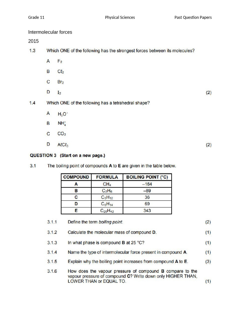 Grade 11 Physical Science Papers | PDF